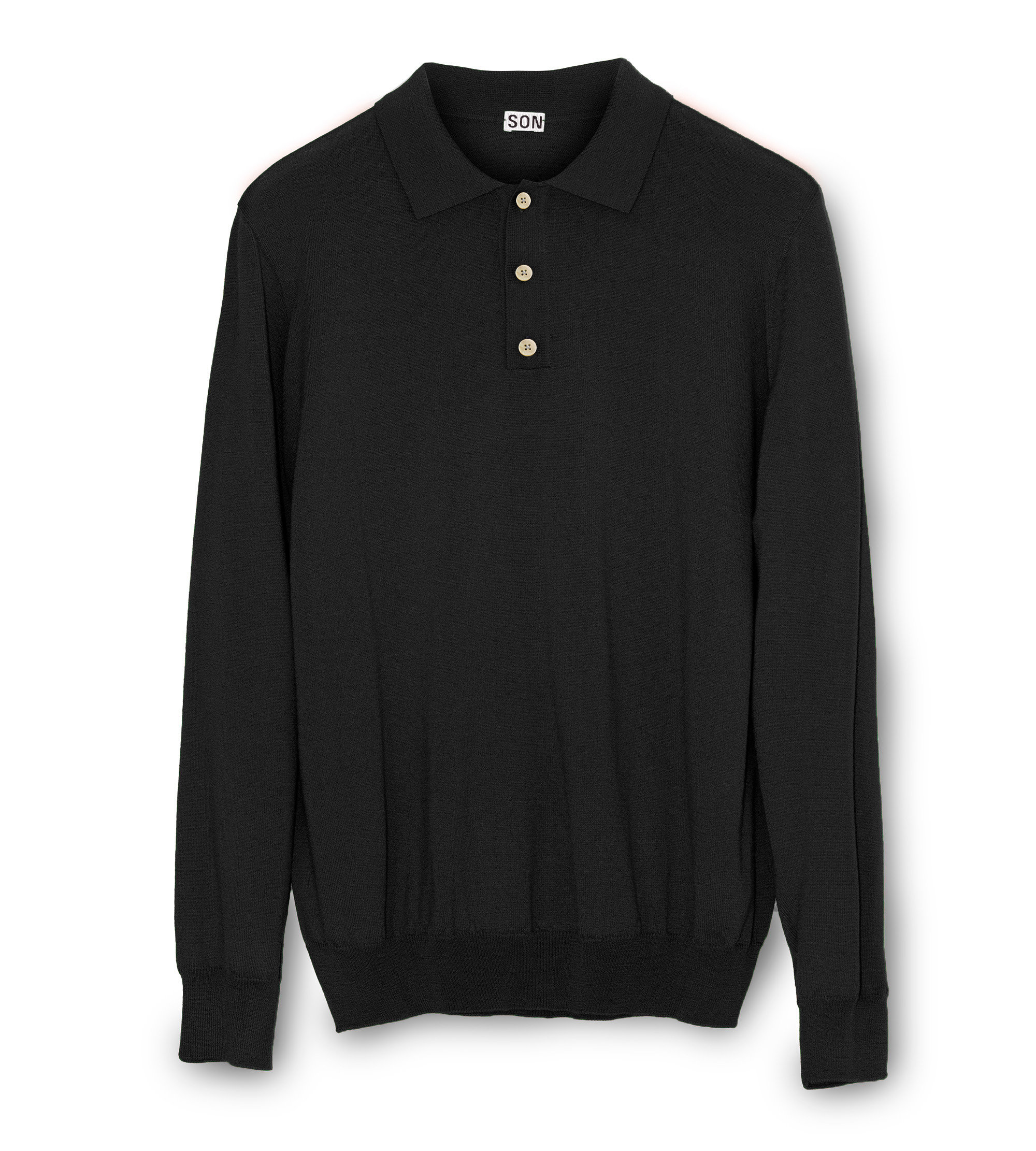 Custom Fitted Merino Polo Pullover Black | Son of a Tailor