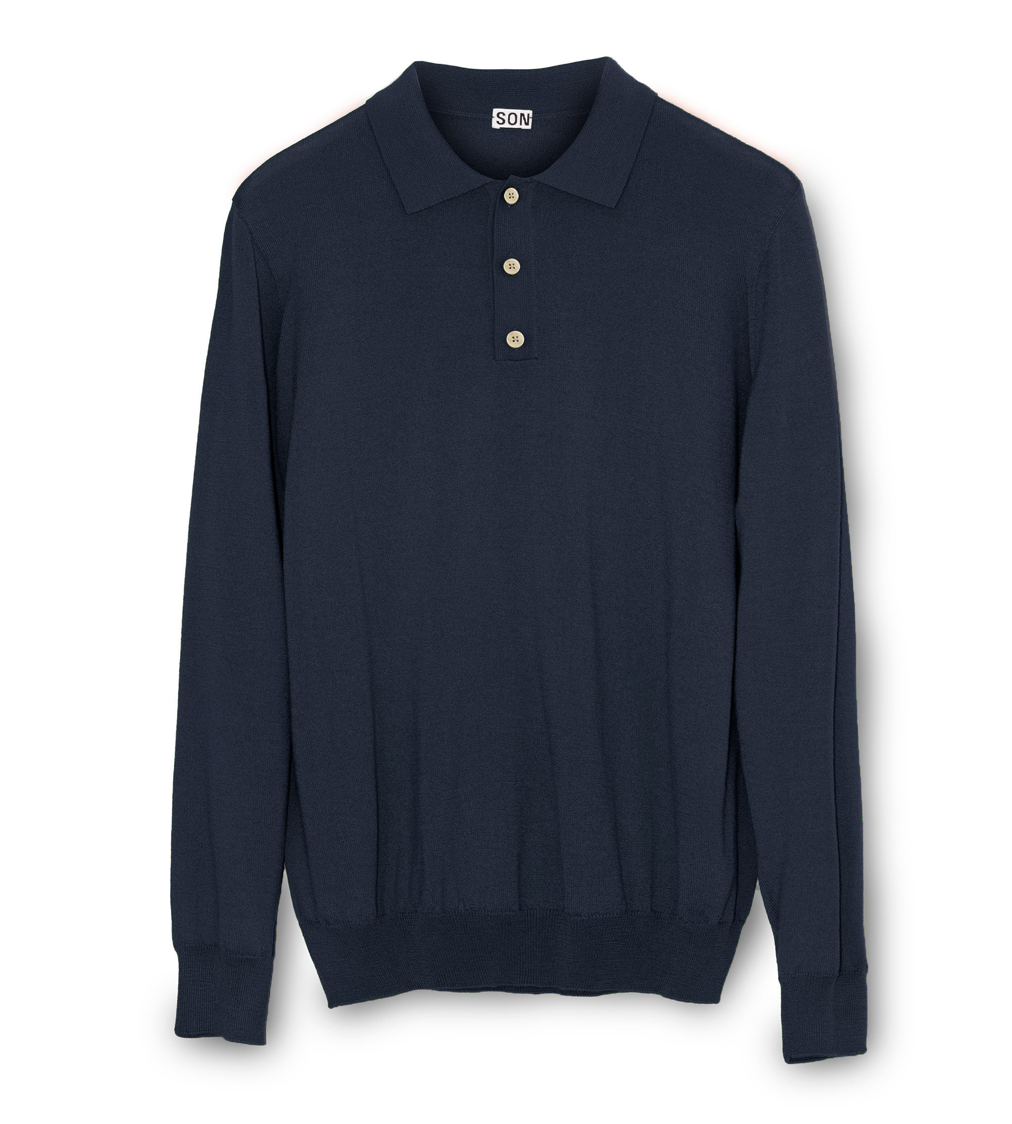 Custom Fitted Merino Polo Pullover Navy | Son of a Tailor
